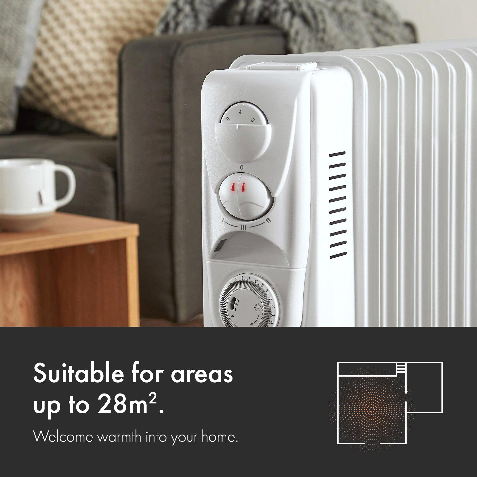 VonHaus Oil Filled Radiator 2500W 11 Fin – Electric Heater – Portable ...